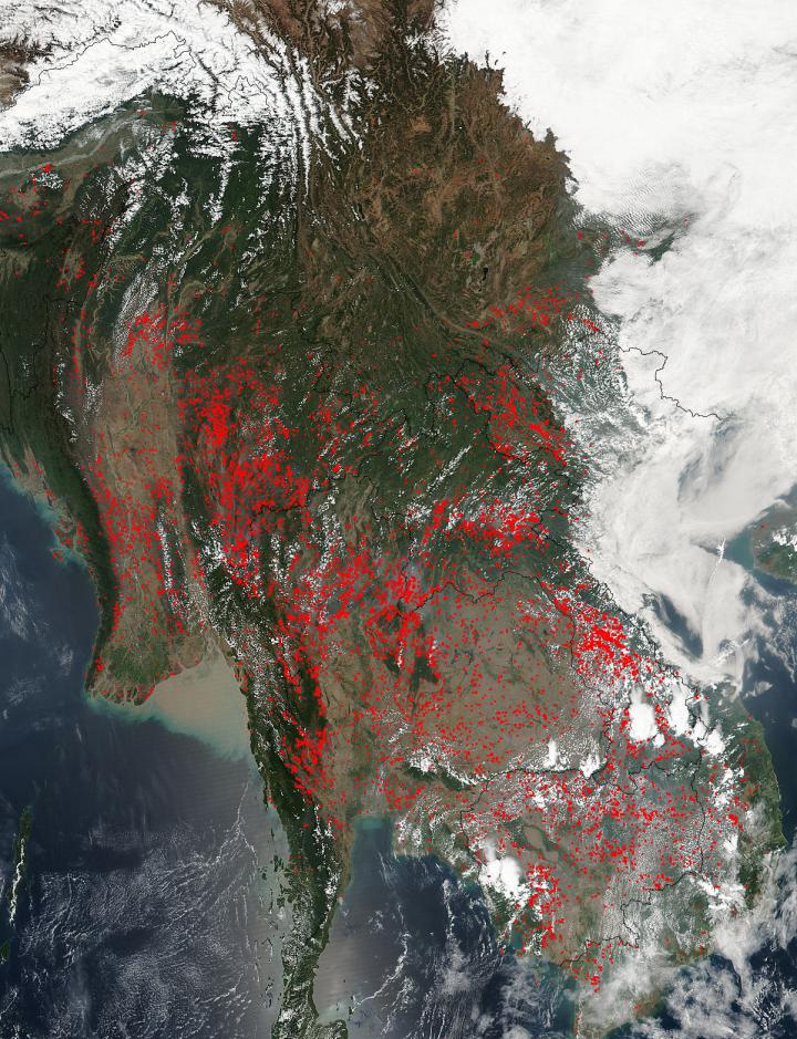 Agricultural Fires Continue in Indochina | EurekAlert!