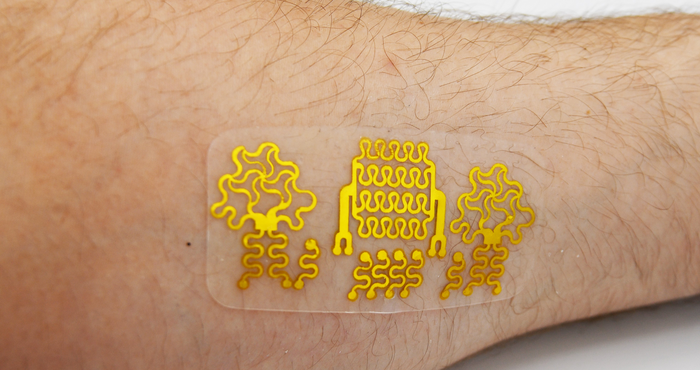 Flexible biosensor on skin [IMAGE] | EurekAlert! Science News Releases