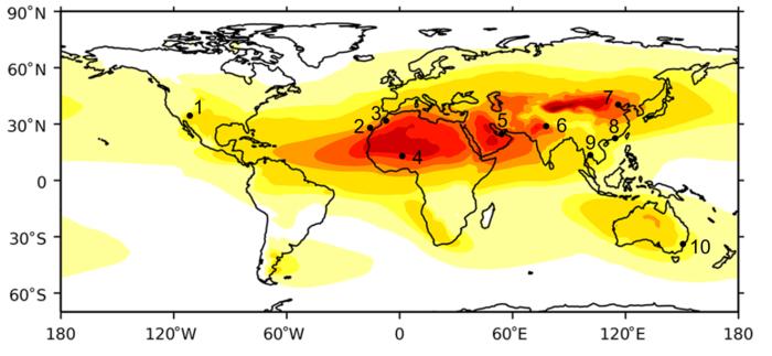 Map showing dust concentration [IMAGE] | EurekAlert! Science News Releases