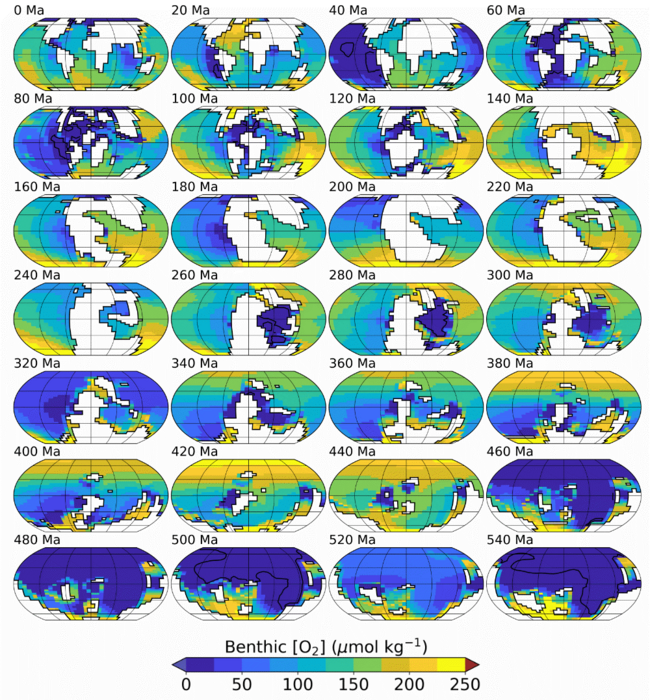 Simulated seafloor oxygen conc [IMAGE] | EurekAlert! Science News Releases