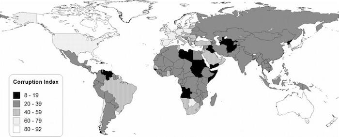 Map of World Corruption [IMAGE] | EurekAlert! Science News Releases