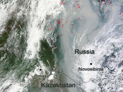 NASA Satellite View of Fires and Smoke in Cen | EurekAlert!
