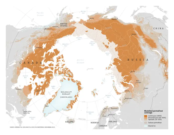 Modelled permafrost coverage [IMAGE] | EurekAlert! Science News Releases