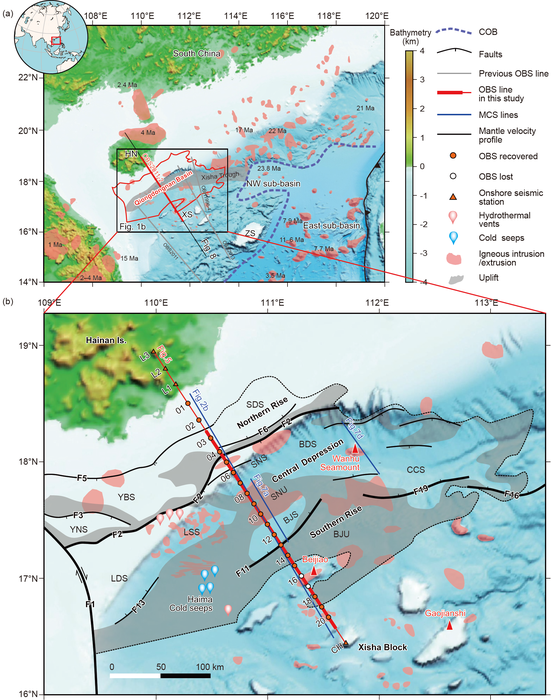 Hyperextended crustal structure of the Qiongd | EurekAlert!