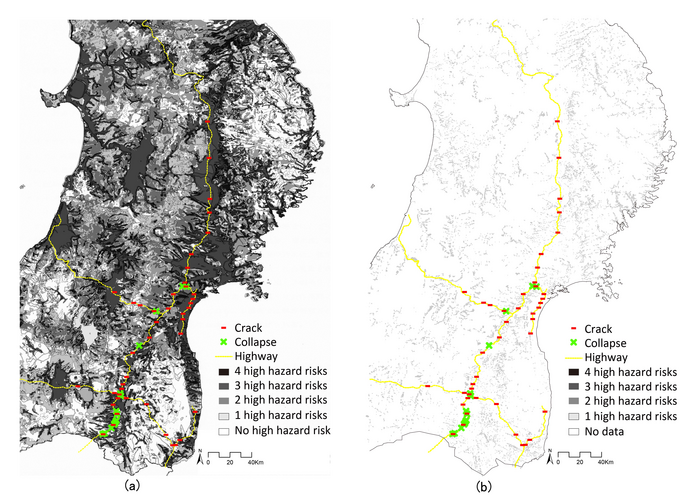 Map overlay of damaged highway [IMAGE] | EurekAlert! Science News Releases