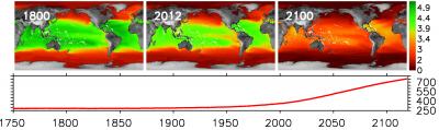 Aragonite Surface Saturation [IMAGE] | EurekAlert! Science News Releases