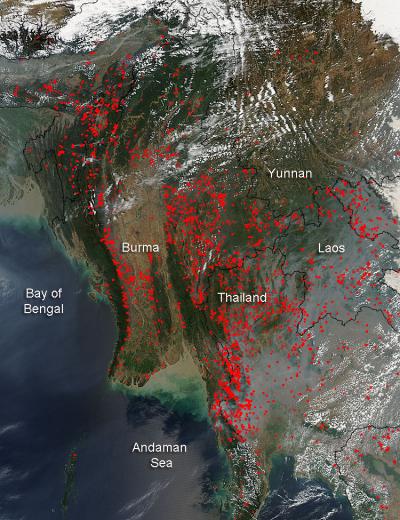 Agricultural fires across the Indochina lands | EurekAlert!