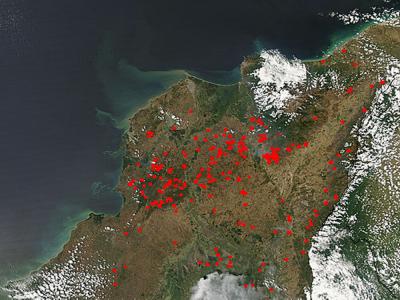 Fires in Northern Colombia [IMAGE] | EurekAlert! Science News Releases