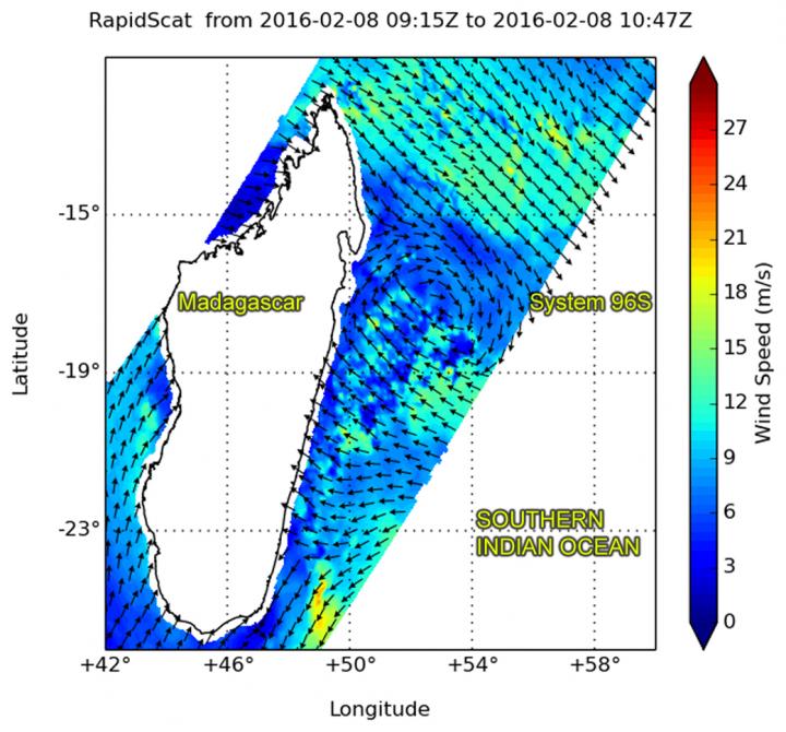 RapidScat Image of 96S [IMAGE] | EurekAlert! Science News Releases