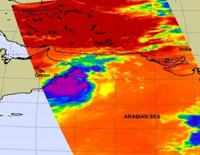 NASA satellites see monster Cyclone Phet slam | EurekAlert!