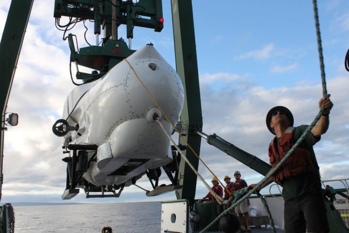 Lowering the Submersible [IMAGE] | EurekAlert! Science News Releases