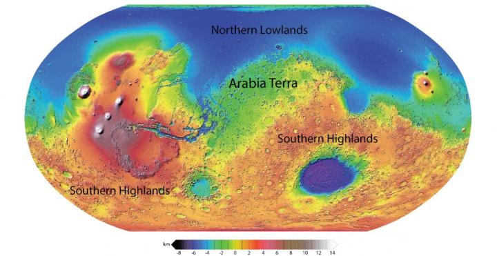 Topographic Map of Mars [IMAGE] | EurekAlert! Science News Releases