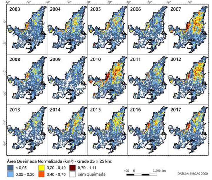 Annual Change in Burned Areas [IMAGE] | EurekAlert! Science News Releases