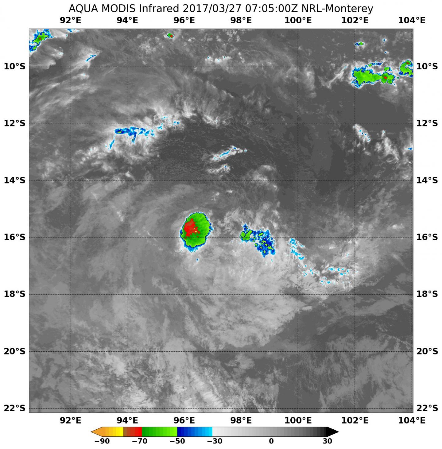 NASA sees tiny Tropical Cyclone Caleb fading | EurekAlert!