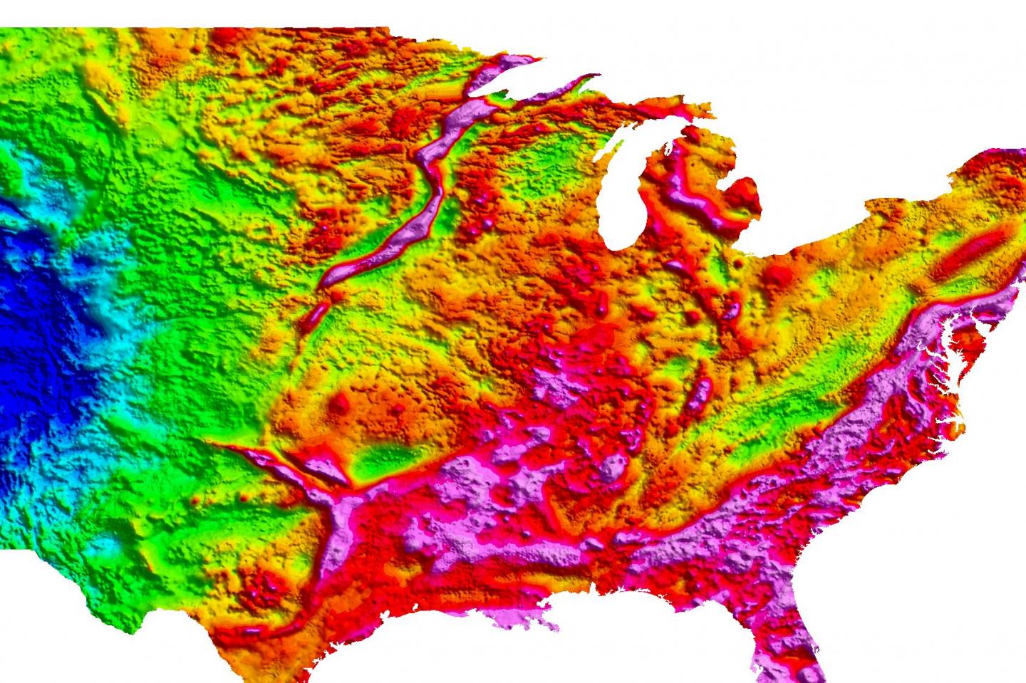 Gravity Map of North America [IMAGE] | EurekAlert! Science News Releases