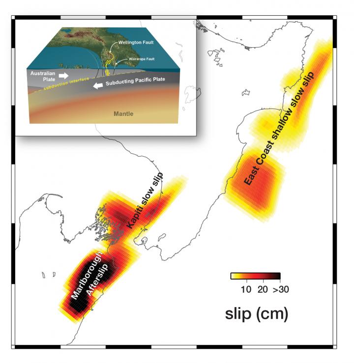 Slow Slip Displacement Map [IMAGE] | EurekAlert! Science News Releases
