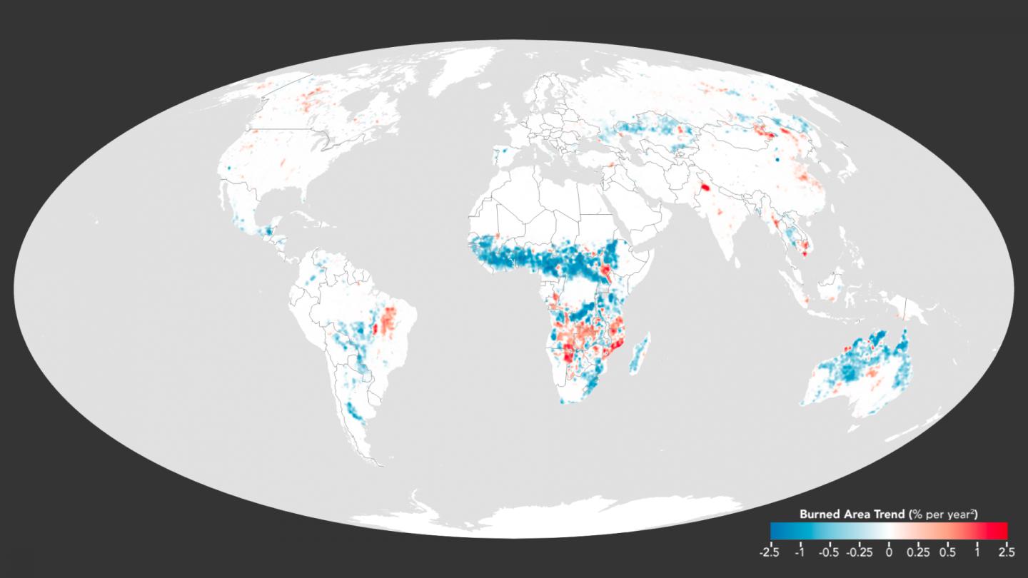 NASA detects drop in global fires | EurekAlert!