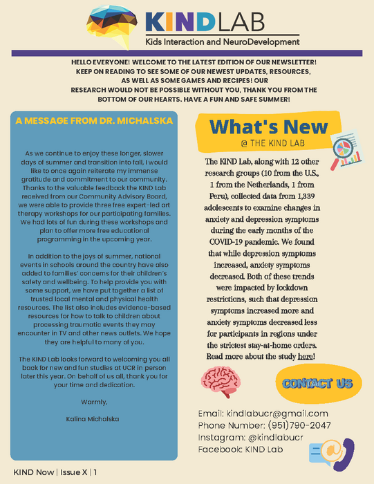 Excerpt from KIND Lab newslett [IMAGE] | EurekAlert! Science News Releases