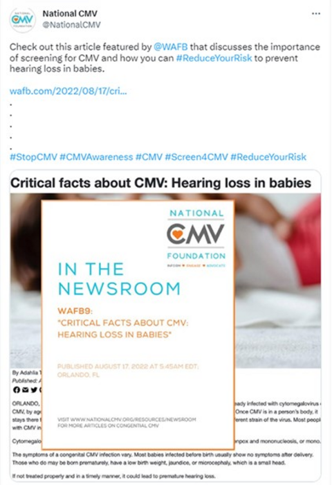 Tweet - National CMV Foundatio [IMAGE] | EurekAlert! Science News Releases