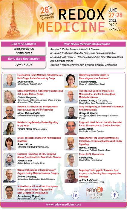 26th International Conference of the Redox Me | EurekAlert!
