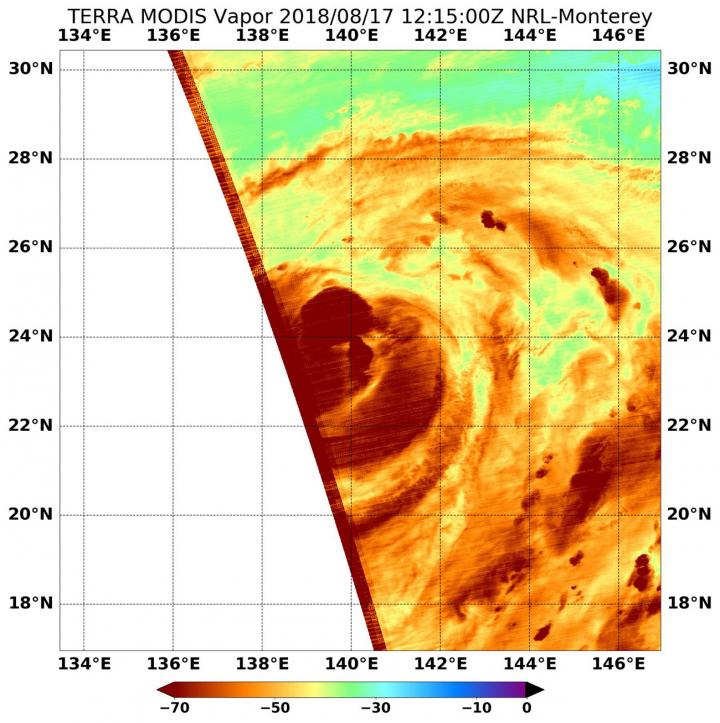 NASA analyzes Typhoon Soulik's water vapor | EurekAlert!