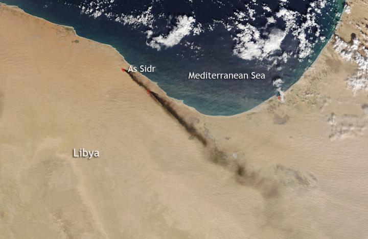 Terra Captures Images of Oil Fires in Libya | EurekAlert! Terra Captures Images of Oil Fires in Libya | EurekAlert!