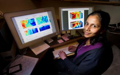 Amala Mahadevan with a Model S [IMAGE] | EurekAlert! Science News Releases