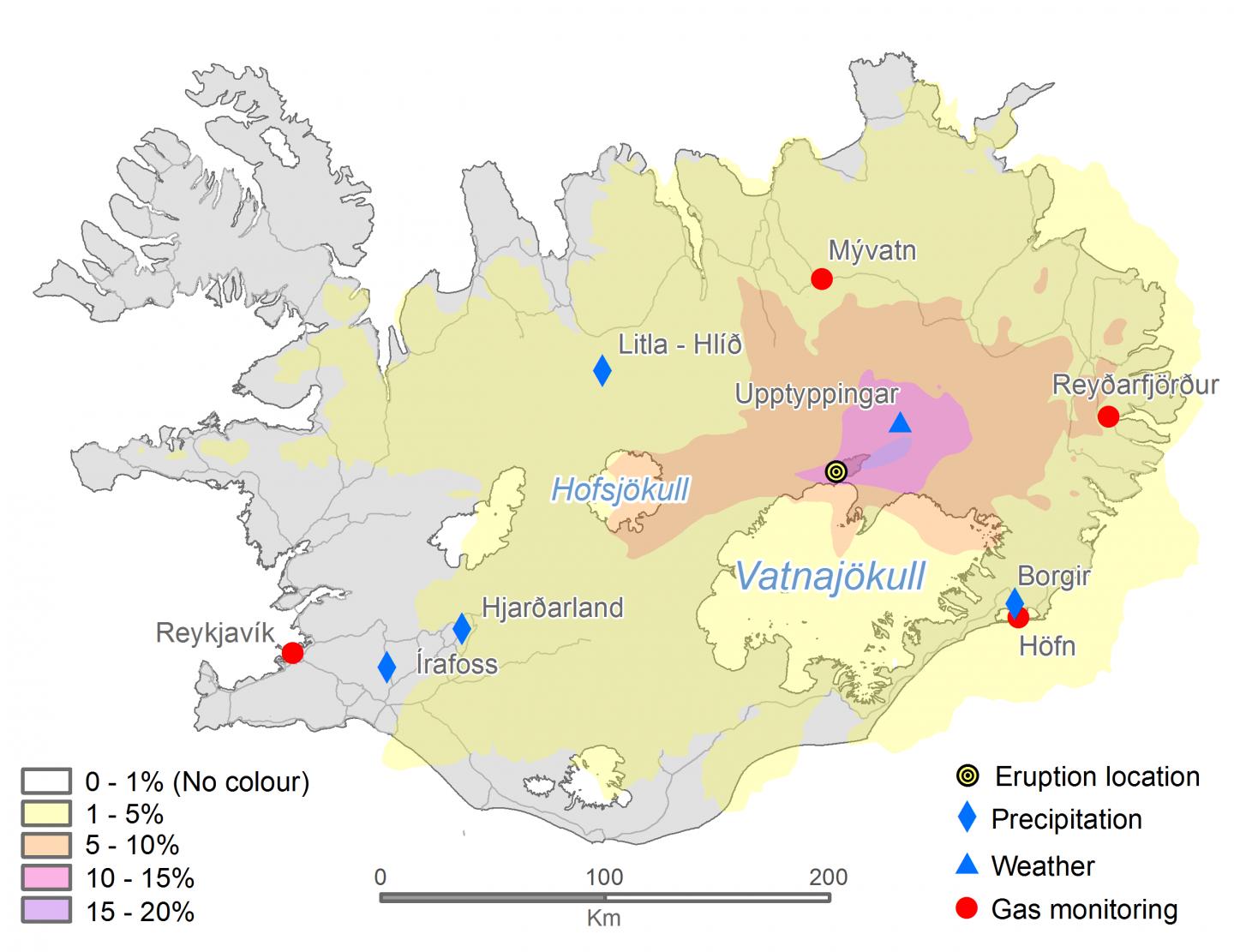 SO2 Concentrations in Iceland [IMAGE] | EurekAlert! Science News Releases