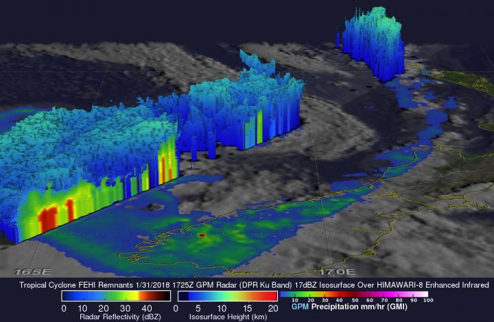 NASA measured rainfall from Fehi's remnants i | EurekAlert!