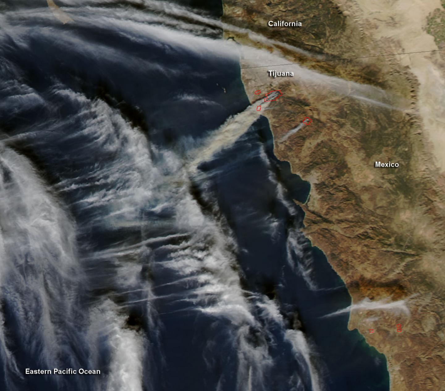 NASA Sees Smoke from Fires Near Tijuana, Mexi | EurekAlert!