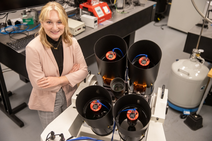 Grace Halferty and Instrument [IMAGE] | EurekAlert! Science News Releases