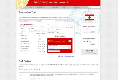 FRAX Calculation Tool Lebanon [IMAGE] | EurekAlert! Science News Releases